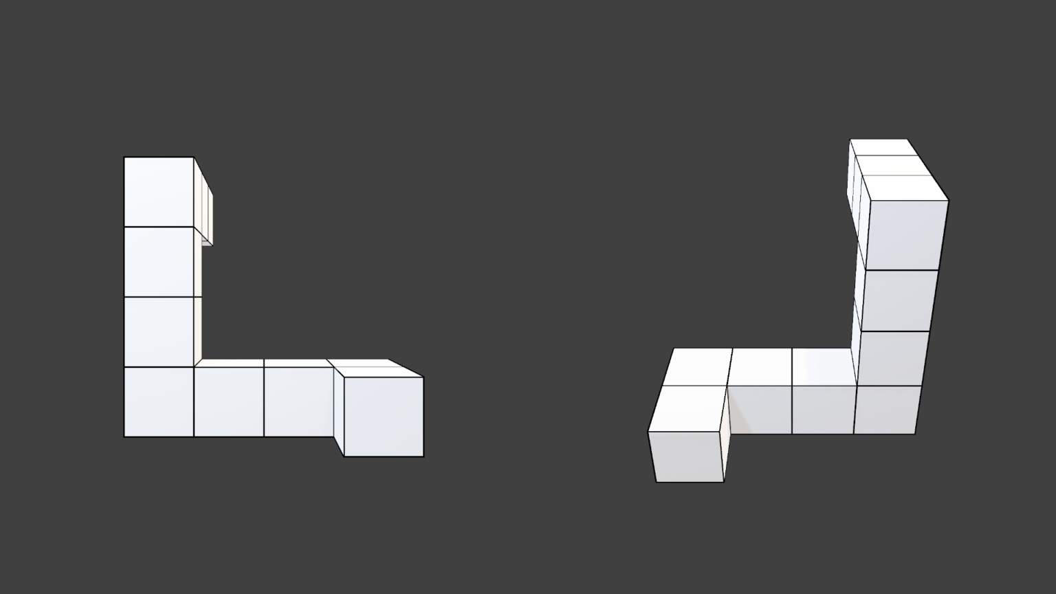 心理学の教材 | 「心的回転の立体ブロック（3D）」の3Dモデル（パワポ）